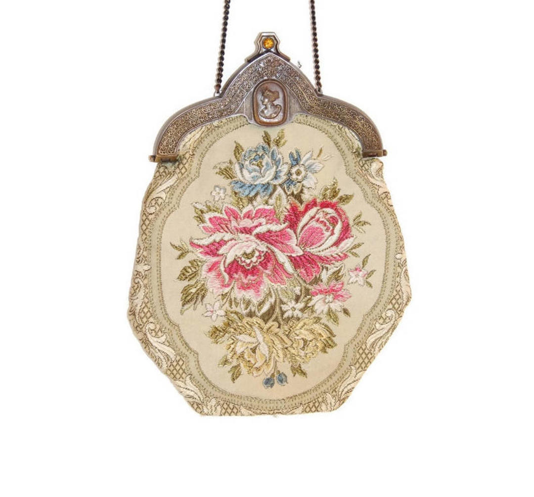 Vintage Brocade Purse Victorian Style Carpetbag La Pochette Evening Bag ...