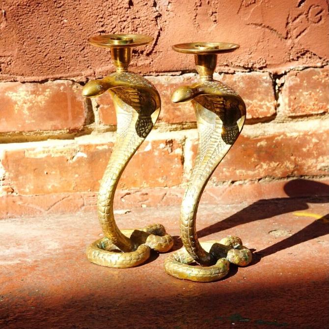 Home & Living Vintage brass snake serpent Cobra alter candle holder ...