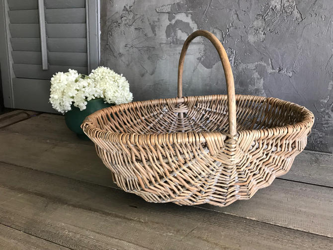 Rustic English Willow Garden Trug, Wicker Flower Gardening Basket ...