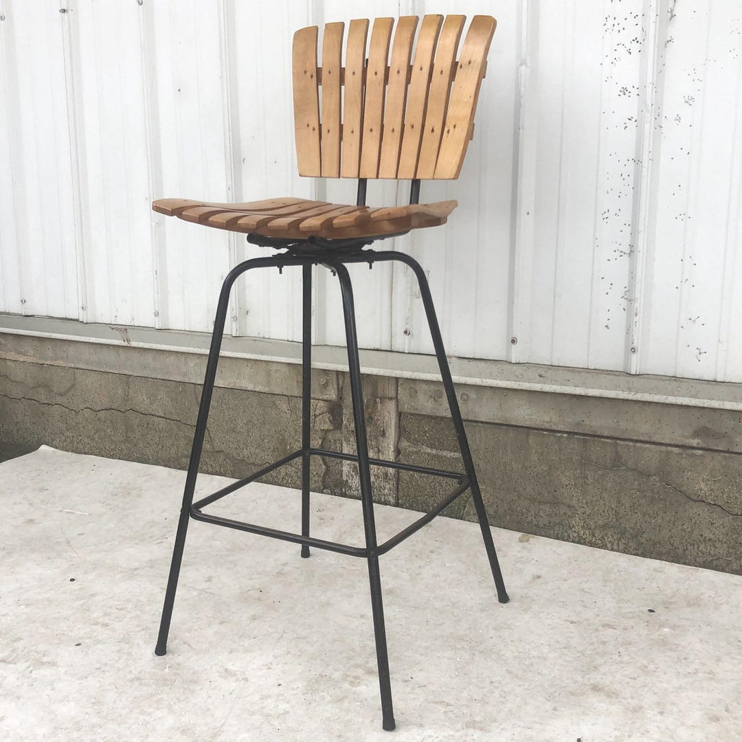 Vintage Umanoff Style Slat Stool | Second Hand Stories | Ashbury Park, NJ
