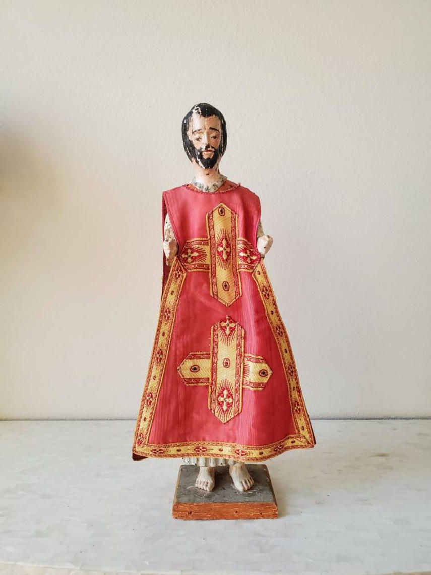19th Century Spanish Colonial Priest Saint Santo Altar Figure in | Lynx ...