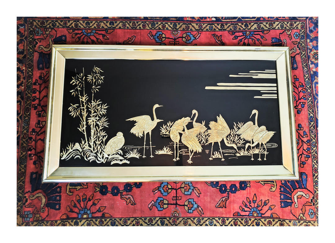 Vintage Eglomise Artwork by Sebet Silverman | Black & Gold Etching ...