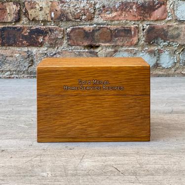 Vintage Gold Medal Foods Oak Recipe Box | North Grove Antiques ...