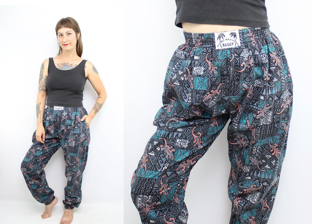 Vintage 90's High Waisted Elastic Hem Pants / 1990's Salamander Pants ...