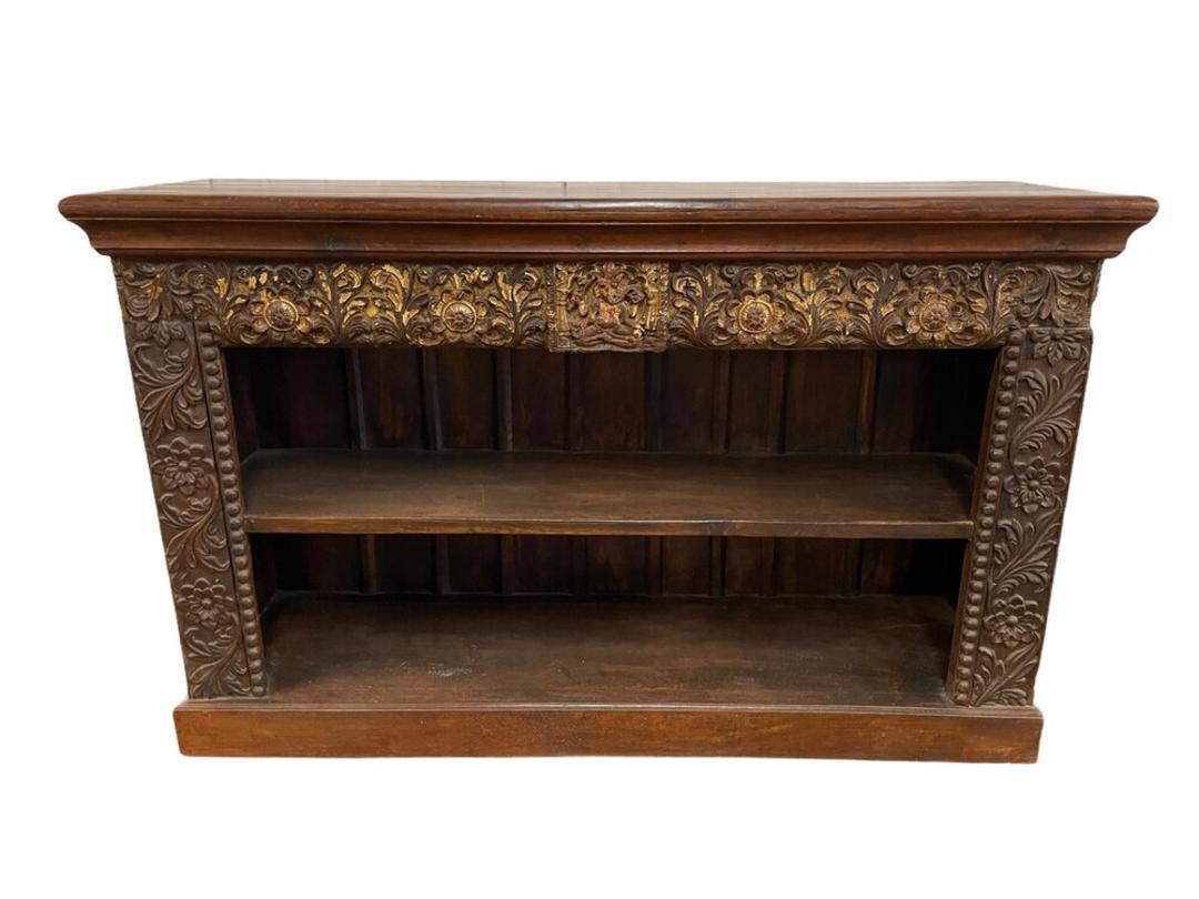 Jaipur India Teak and Gold Leaf Bookcase | Asia America | Portland, OR