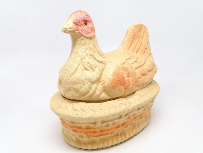 Antique 1924 Chicken Hen on Nest, Vintage Candy Container made by ...