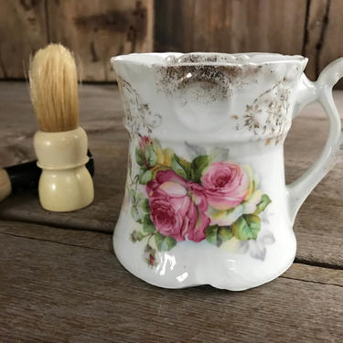 Antique German Porcelain Scuttle Shaving Mug, Floral Pink | Jan's ...
