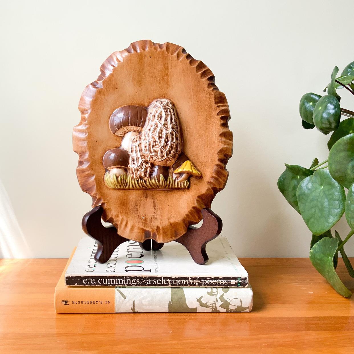 70s Chalkware Mushroom Wall Plaque / Vintage Retro Morel | Hawksbride - Portland, OR | ATTIC