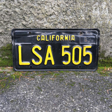 Vintage 1960s California License Plate, Black and Yellow | Deco2Go ...