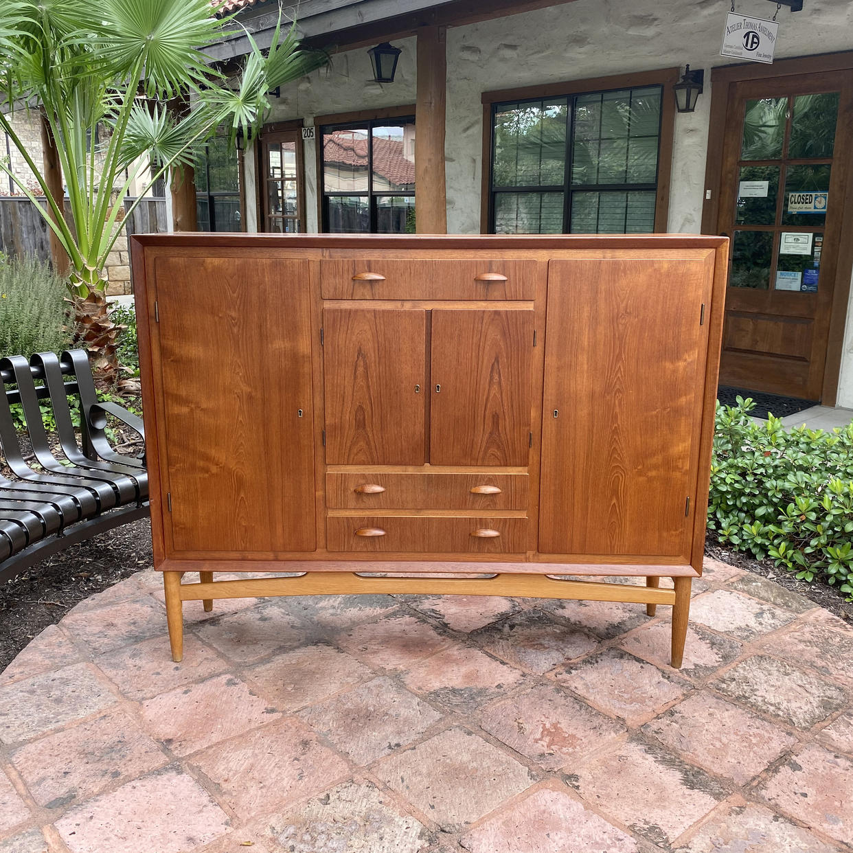 Mid Century Modern Lockable Teak Highboard, Multi-Use Bar / | Prima ...