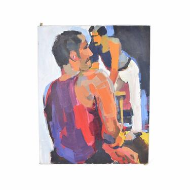 Circa 1970 Lars Birger Sponberg Oil Painting Two Hunky | Prairieland ...