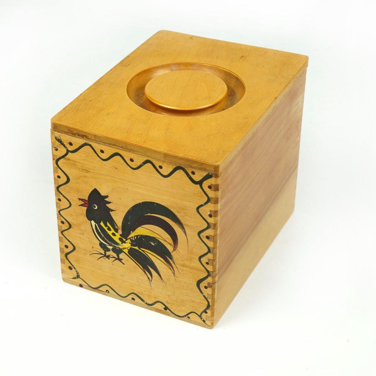 Japanese Wooden Box With Lid Hand-Painted Woodpecker Woodware | Vintage ...