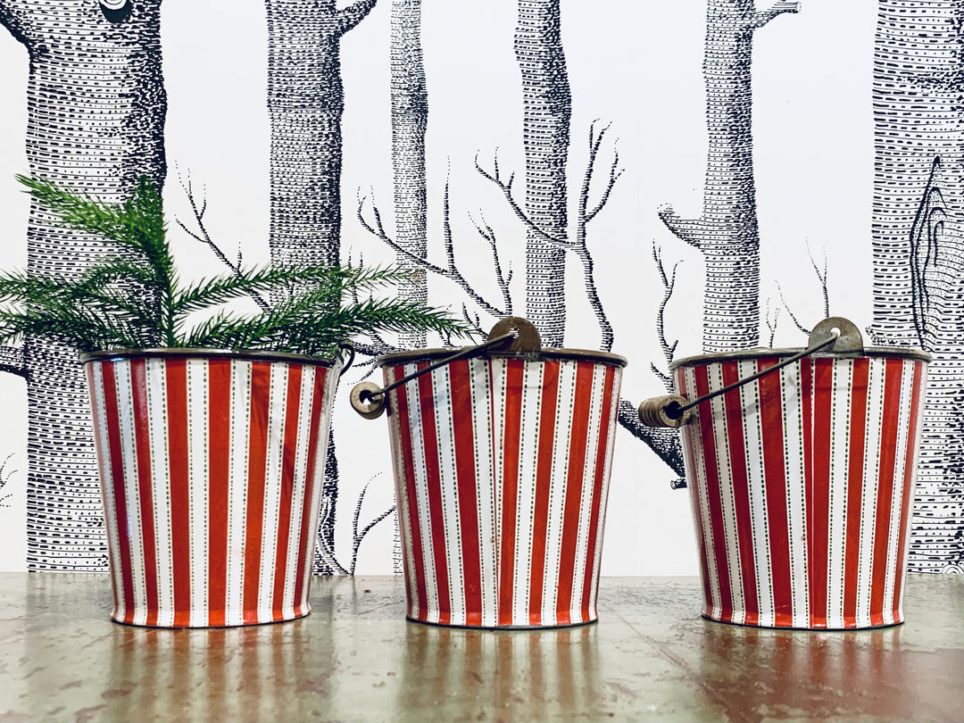 Red and White Striped Small Metal Bucket | Red and White | Piccadilly ...