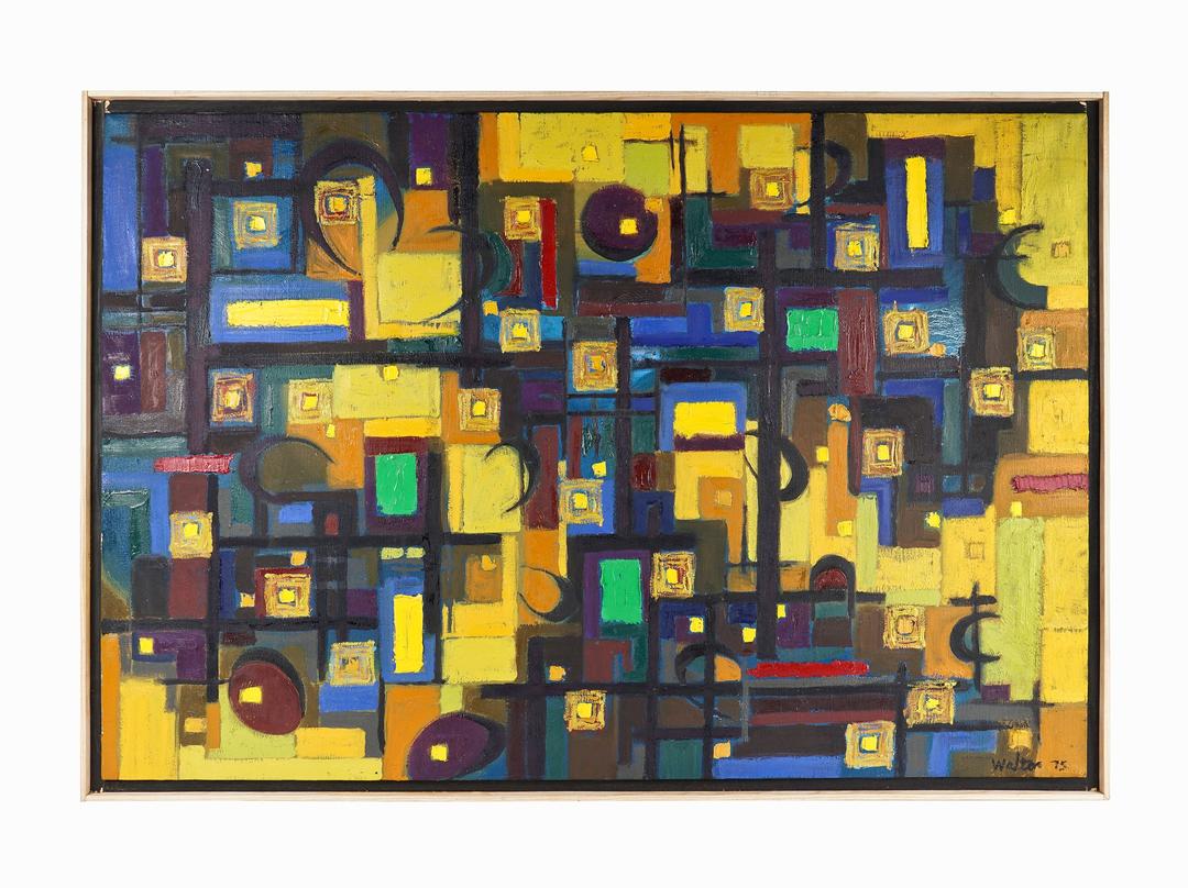 1975 Walter Myers Abstract Oil Painting on Canvas Mid Century Modern ...