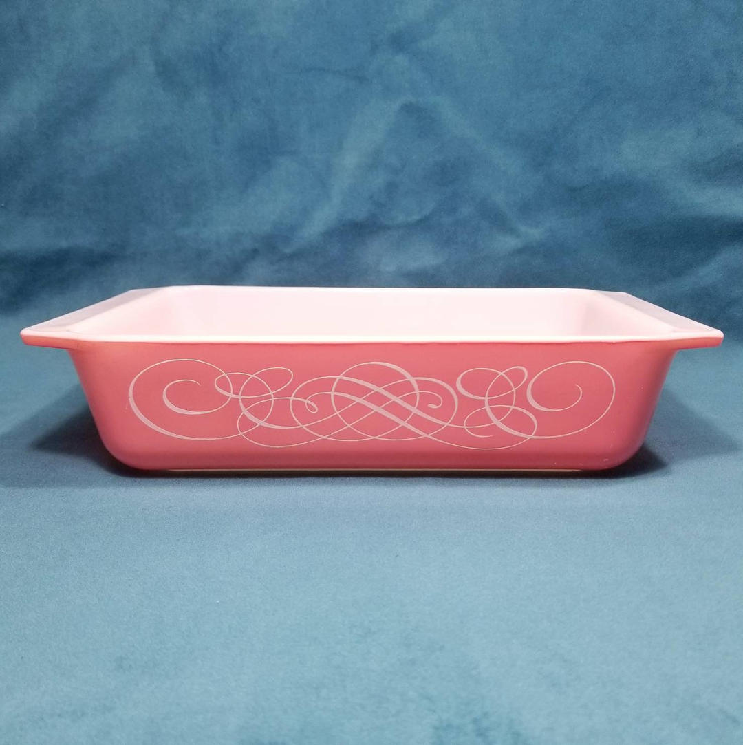 Rare Pink Scroll Space Saver Casserole Dish, HTF Pyrex, Pink | Bells ...