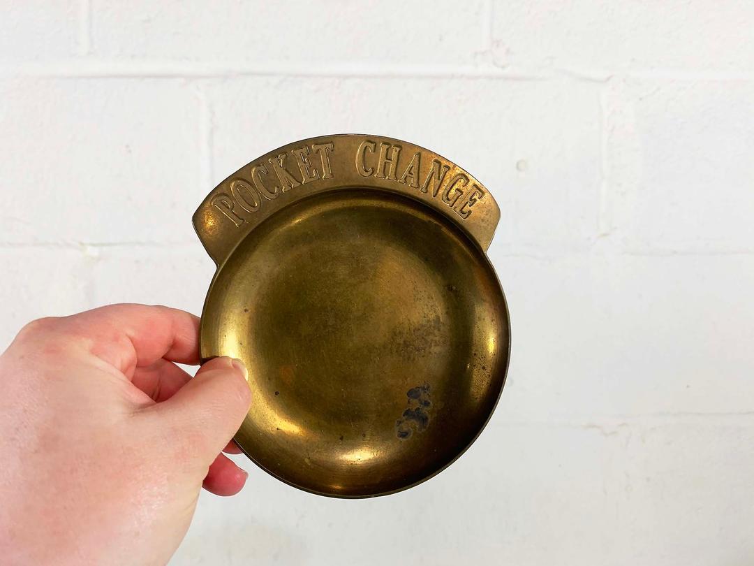 Vintage Brass Pocket Change Dish Mid-Century Hollywood Regency Home Dé ...
