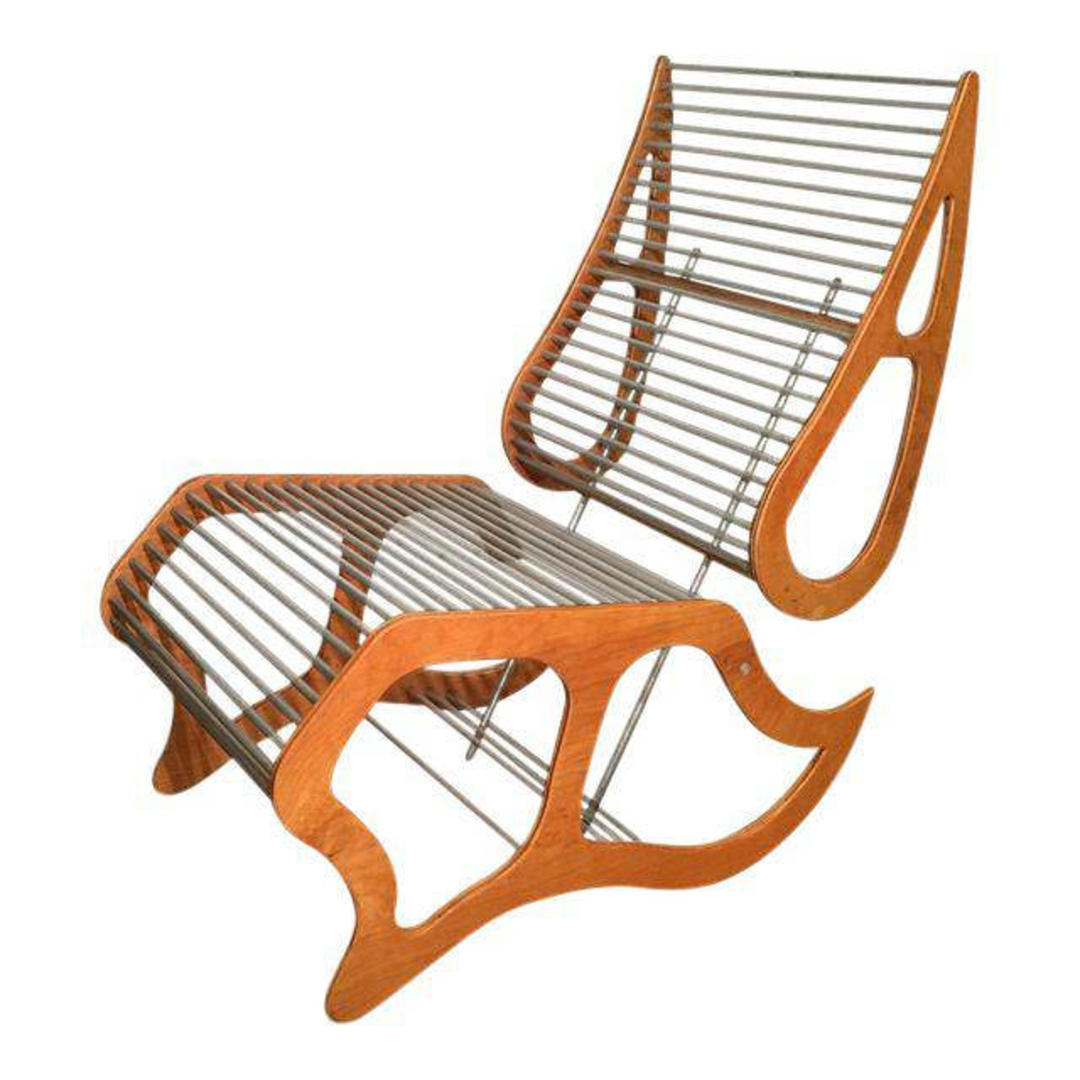 Mid-Century Modern Prototype Aluminum Rod & Plywood Chair | Thrive ...