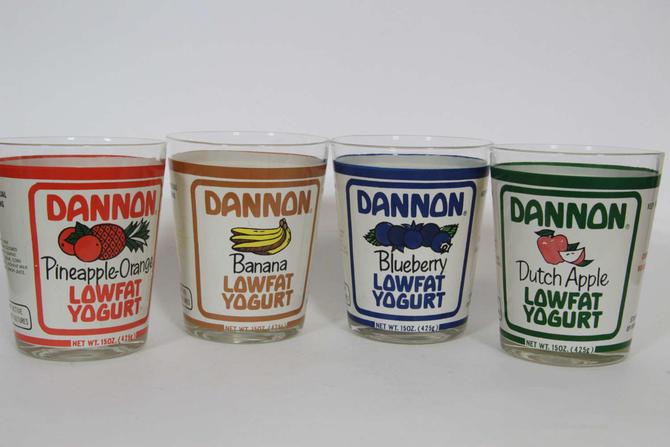Vintage Dannon Yogurt Glass Cups, Promotional Advertising Collectors ...