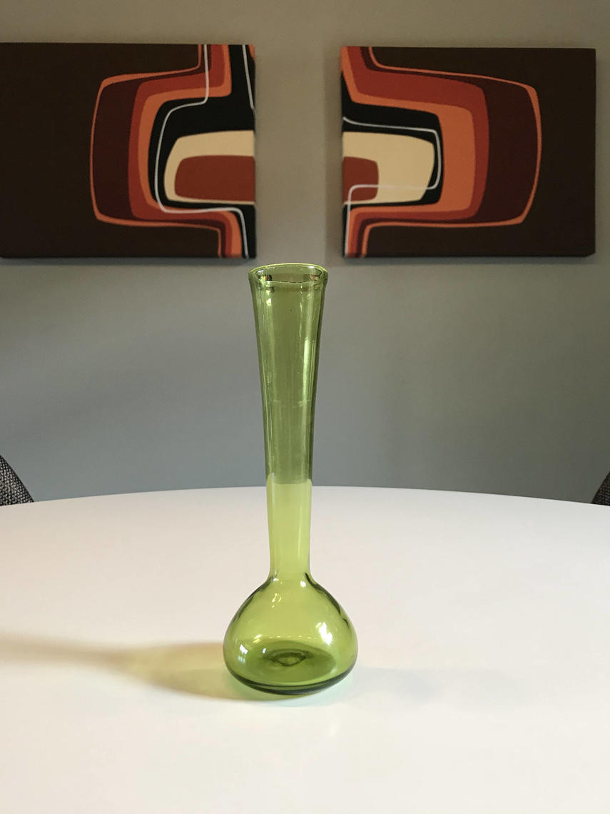 Vintage Mid Century Small BLENKO Olive Green Vase | Desert Cactus ...