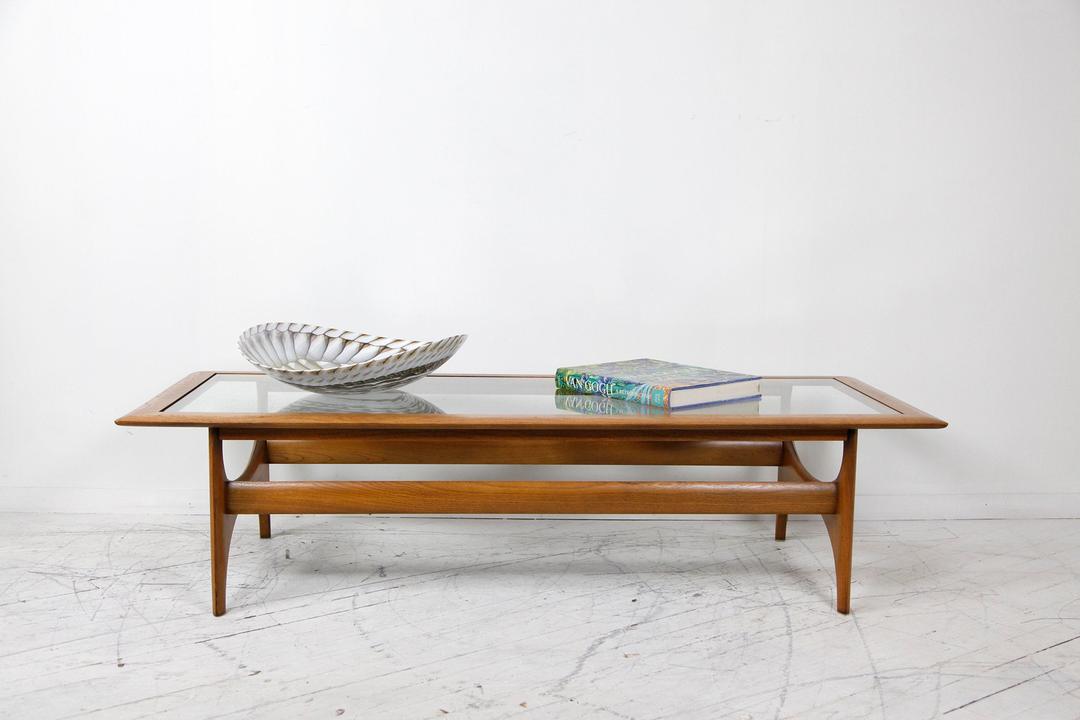 Vintage mcm brutalist style rectangular glass top coffee table by ...