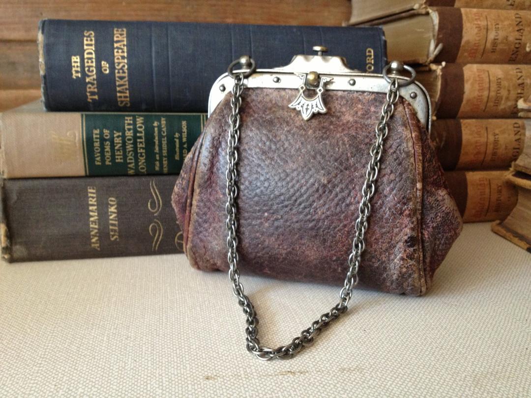 Antique French Leather Purse, Victorian Edwardian Era, Arts and Crafts ...