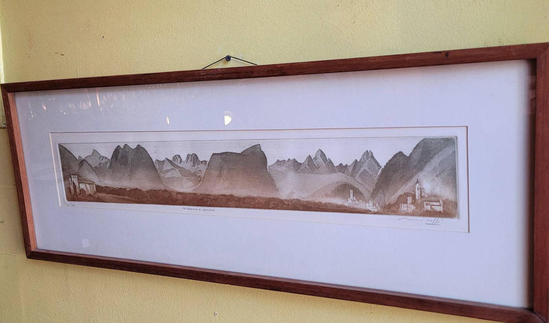 Mid Century Mario Micossi Etching and Aquatint of Italian countryside ...
