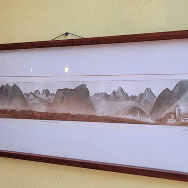 Mid Century Mario Micossi Etching and Aquatint of Italian countryside ...
