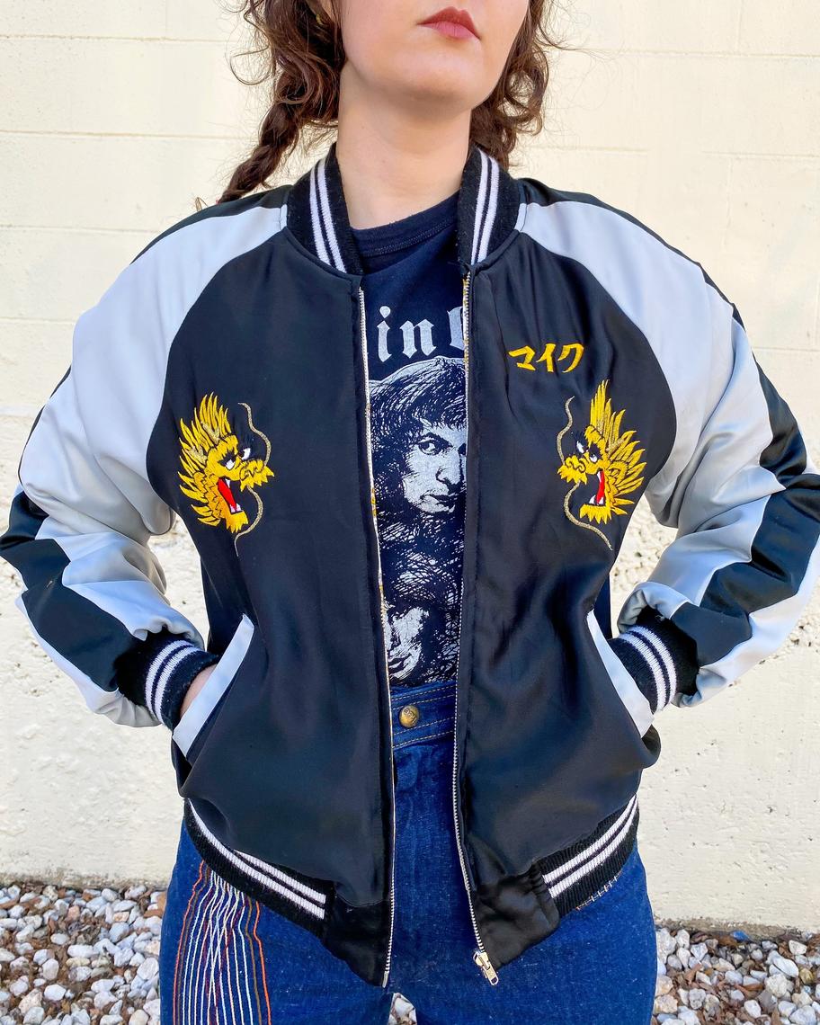 Reversible Japanese Satin Bomber Jacket | Feathers Boutique | Bouldin ...