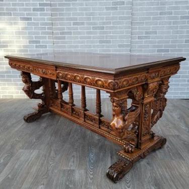 19th Century Italian Renaissance Carved Walnut Refectory Table ...