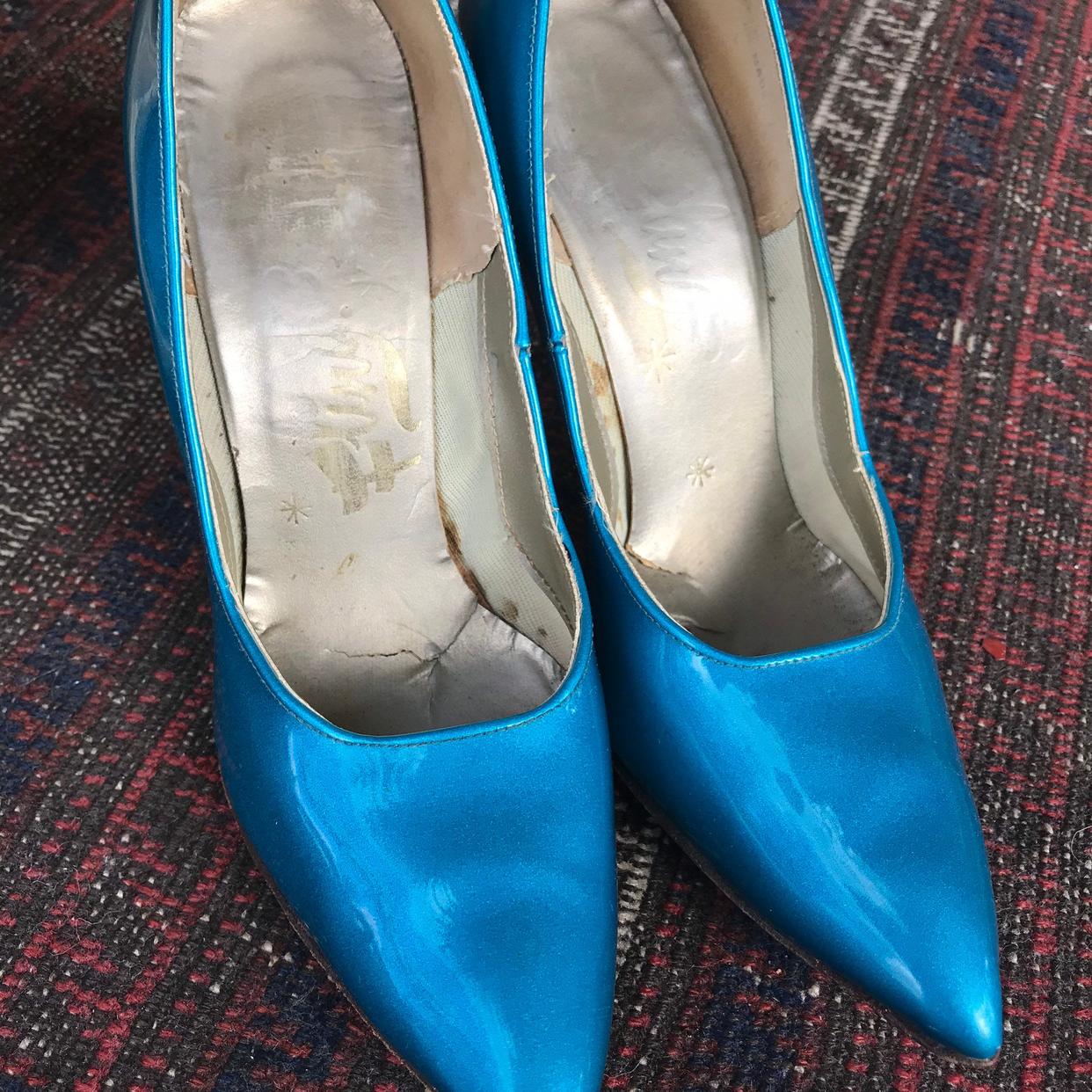 50’s turquoise pumps~ sparkly patented leather ~ pinup rockabilly 1950 ...