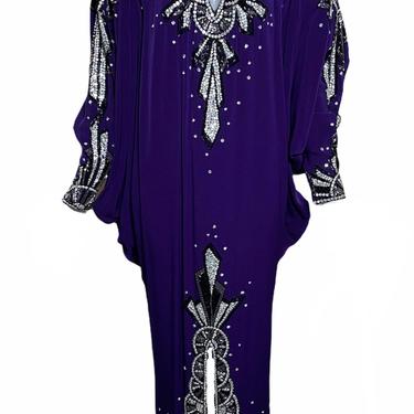Tony Chase 80s Purple Art Deco Beaded Gown | The Way We Wore - Los ...