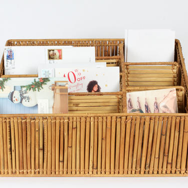 Vintage Bamboo File Organizer, Bamboo File Holder, File | 1882 Blue ...