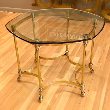 Vintage Solid brass side table glass top | Previewmod - Ft. Lauderdale ...