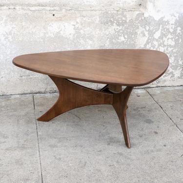 Walnut Mid Century Modern Triangular Coffee Table | Sunbeam Vintage | Highland Park - Los ...