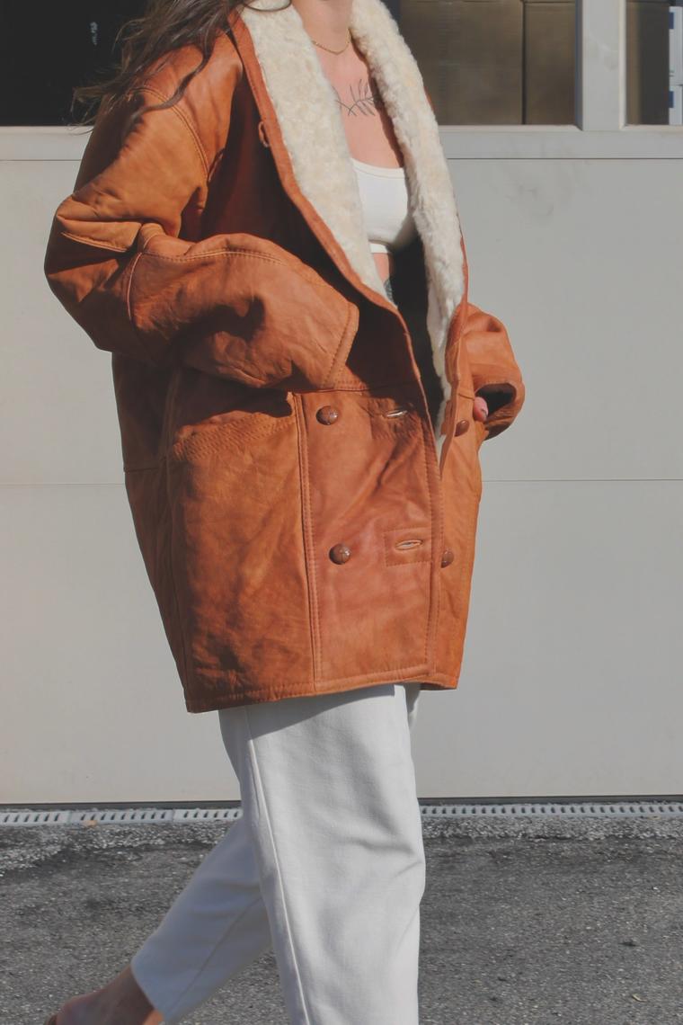 Vintage Whiskey Leather & Shearling Accented Coat | Na Nin | Richmond, VA