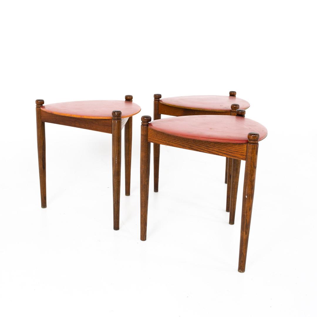 Mid Century Walnut Reversible Top Nesting Stool Side End Tables ...