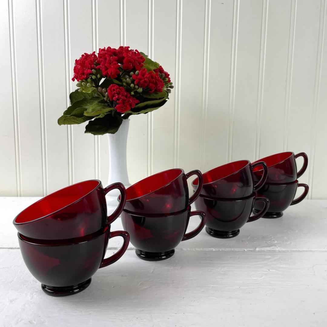 Anchor Hocking Royal Ruby punch cups - set of 8 | NextStage Vintage ...