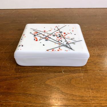 Vintage Milk Glass Cigarette Box Mid Century Modern Abstract Art | Over ...