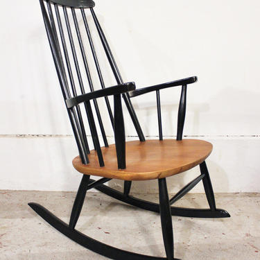 Teak and Black Lacquer rocking Chair | Form and Function | Portland, OR