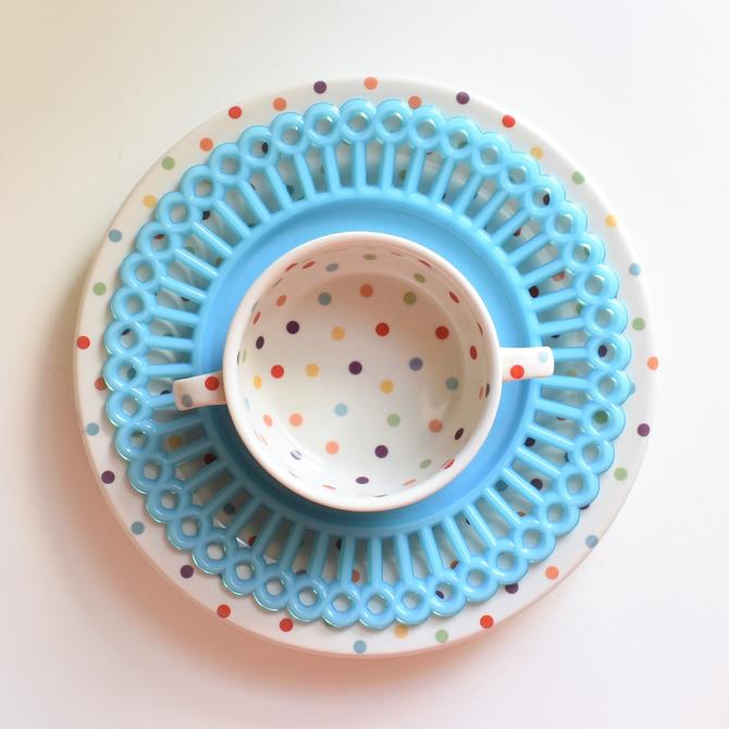 Blue Milk Glass Lace Plate | Victorian Peg Edge Pattern | Challinor ...