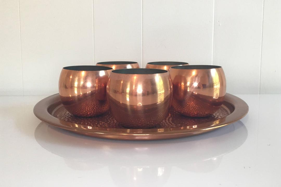 Vintage CopperCraft Guild Taunton Mass Copper Aluminum Roly Poly Cups ...