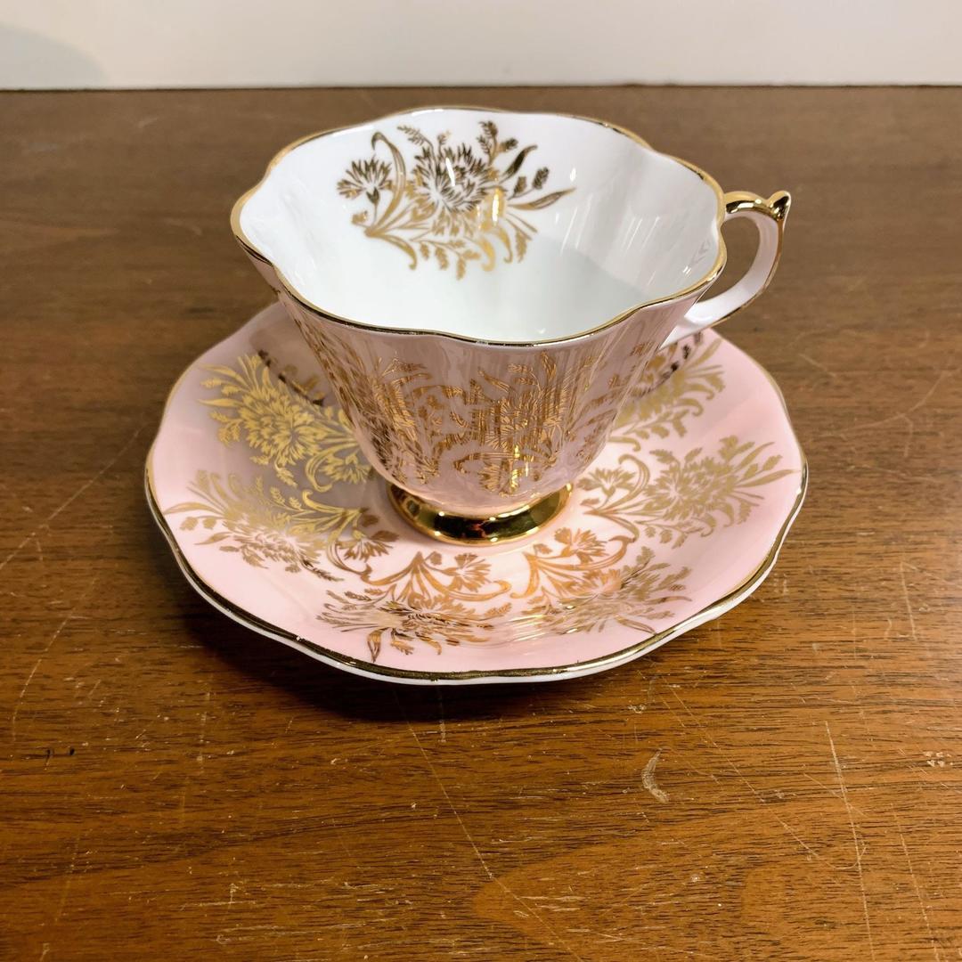 Vintage Queen Anne Tea Cup and Saucer Pink and Gold | Over the Years ...