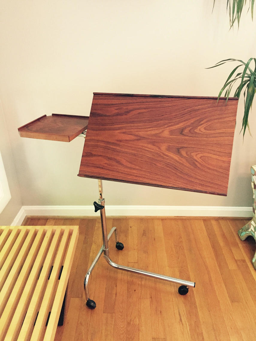 Rosewood Danish Adjustable Rolling Reading / Computer Table Cart by ...