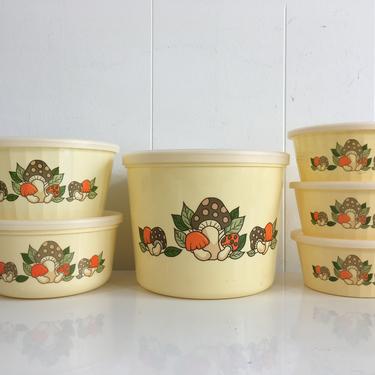 Vintage Packerware Mushroom Plastic Canisters Set of Six (6) | Check ...