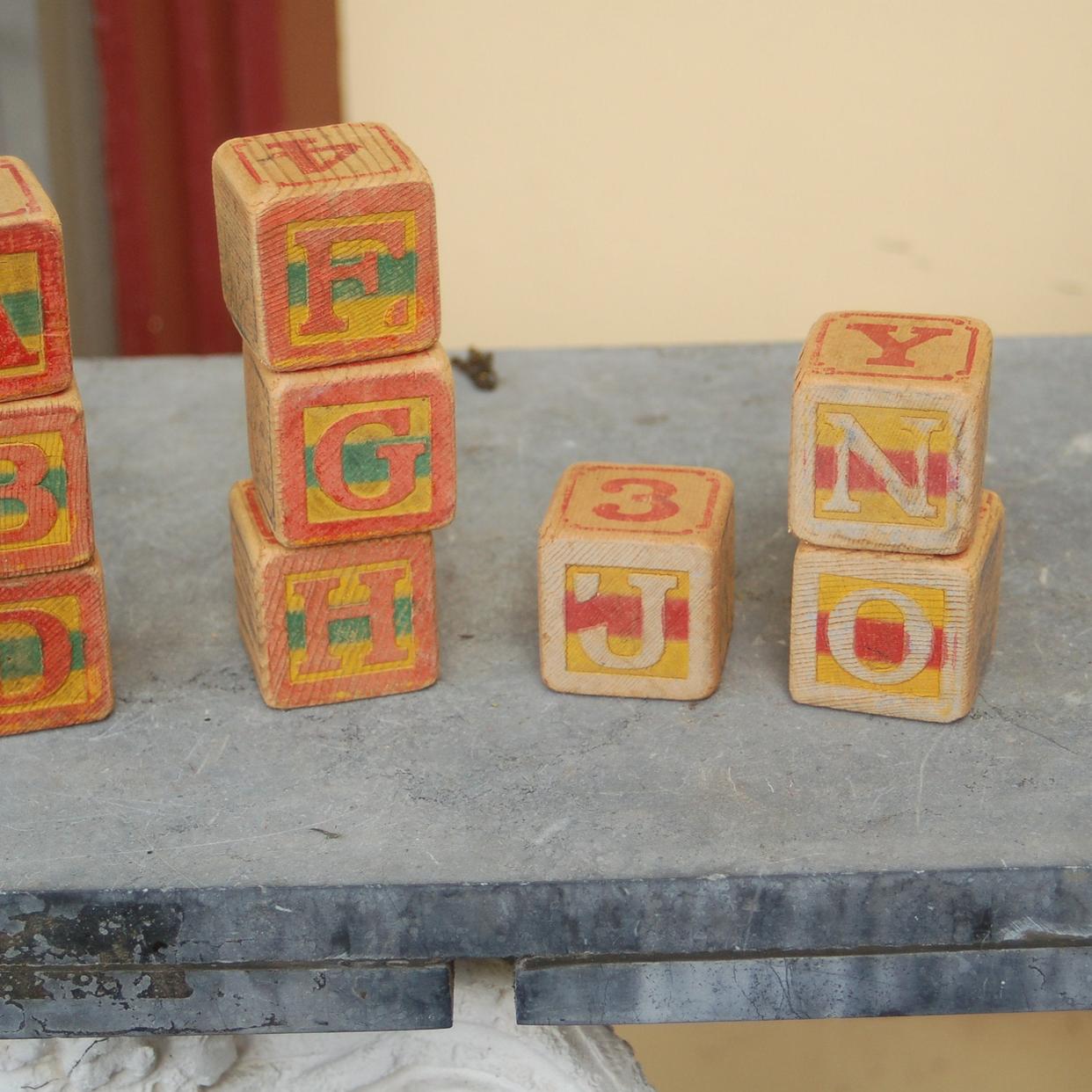 Early 20th century, 9 Well-Loved Antique Wooden Blocks ~ 1920's ...