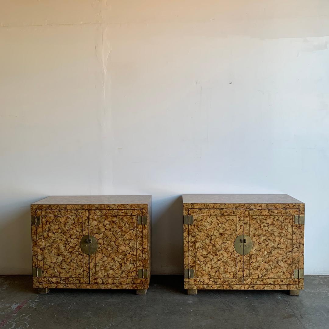 Pair of Faux Tortoise Shell Chest Credenza by Henredon | Vintage On ...