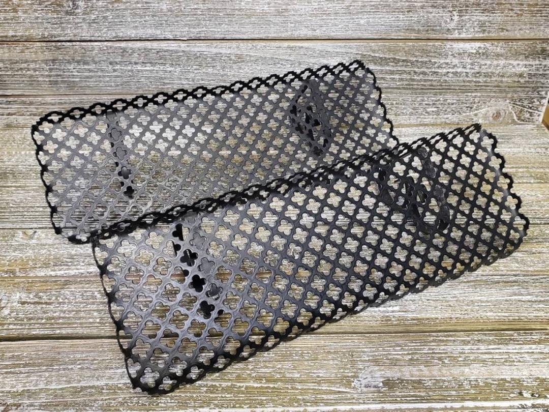 2 Vintage Metal Mesh Wall Shelves, Mid Century Modern Quatrefoil ...
