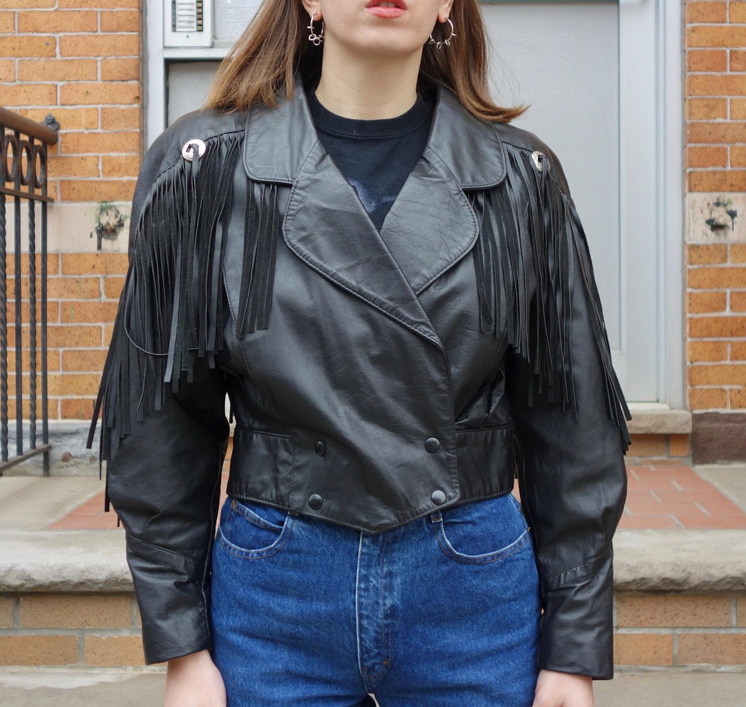 1980s Fringe Leather Jacket | Chess and the Sphinx | Brooklyn, NY