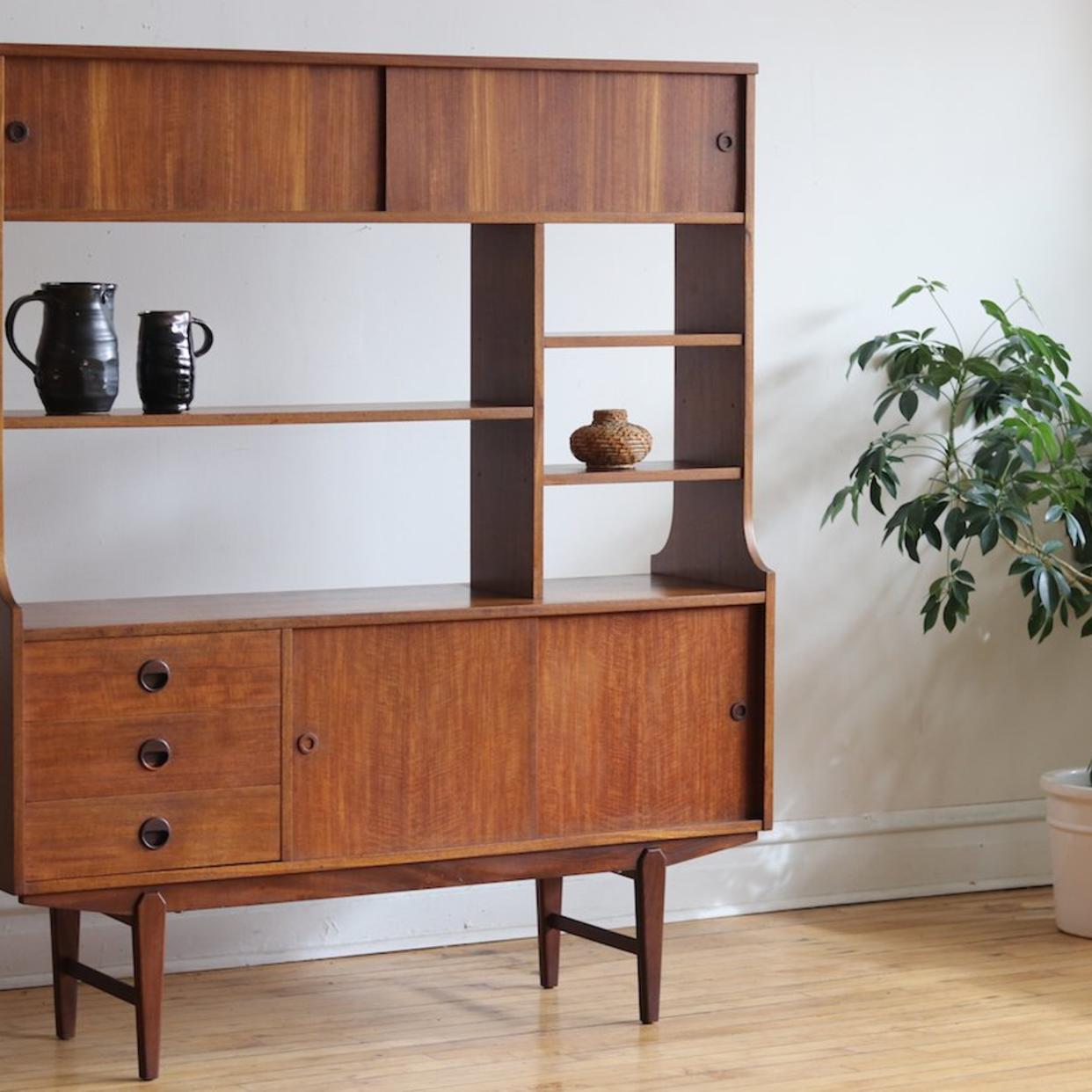 Mid Century Danish Modern Teak Shelf Room Divider | Spaced Out Studio ...
