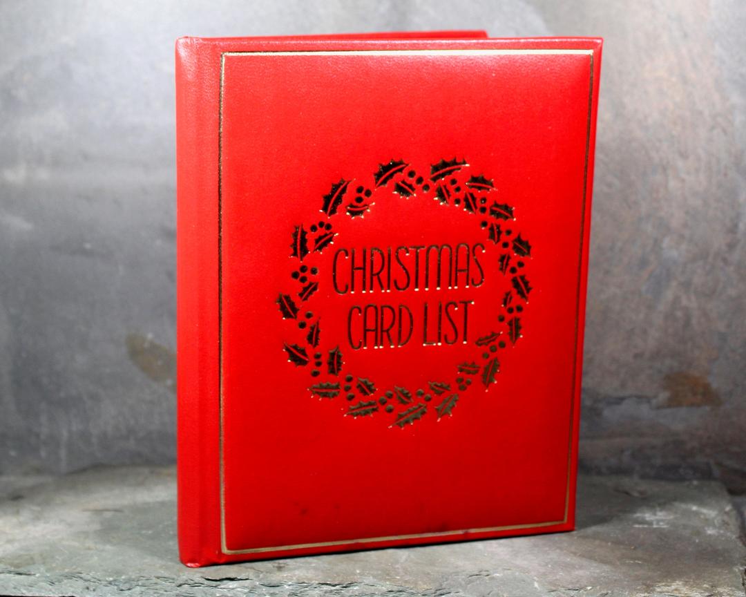Red Leather Christmas Card Address Book - Vintage, Unused Address ...